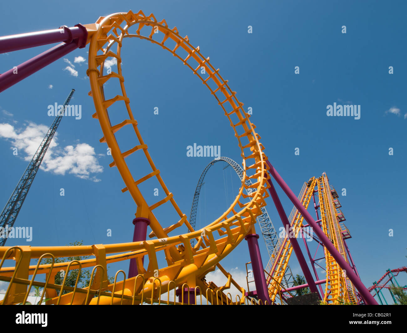 Roller coaster at the Elitch Gardens Theme Park in Denver, Colorado ...
