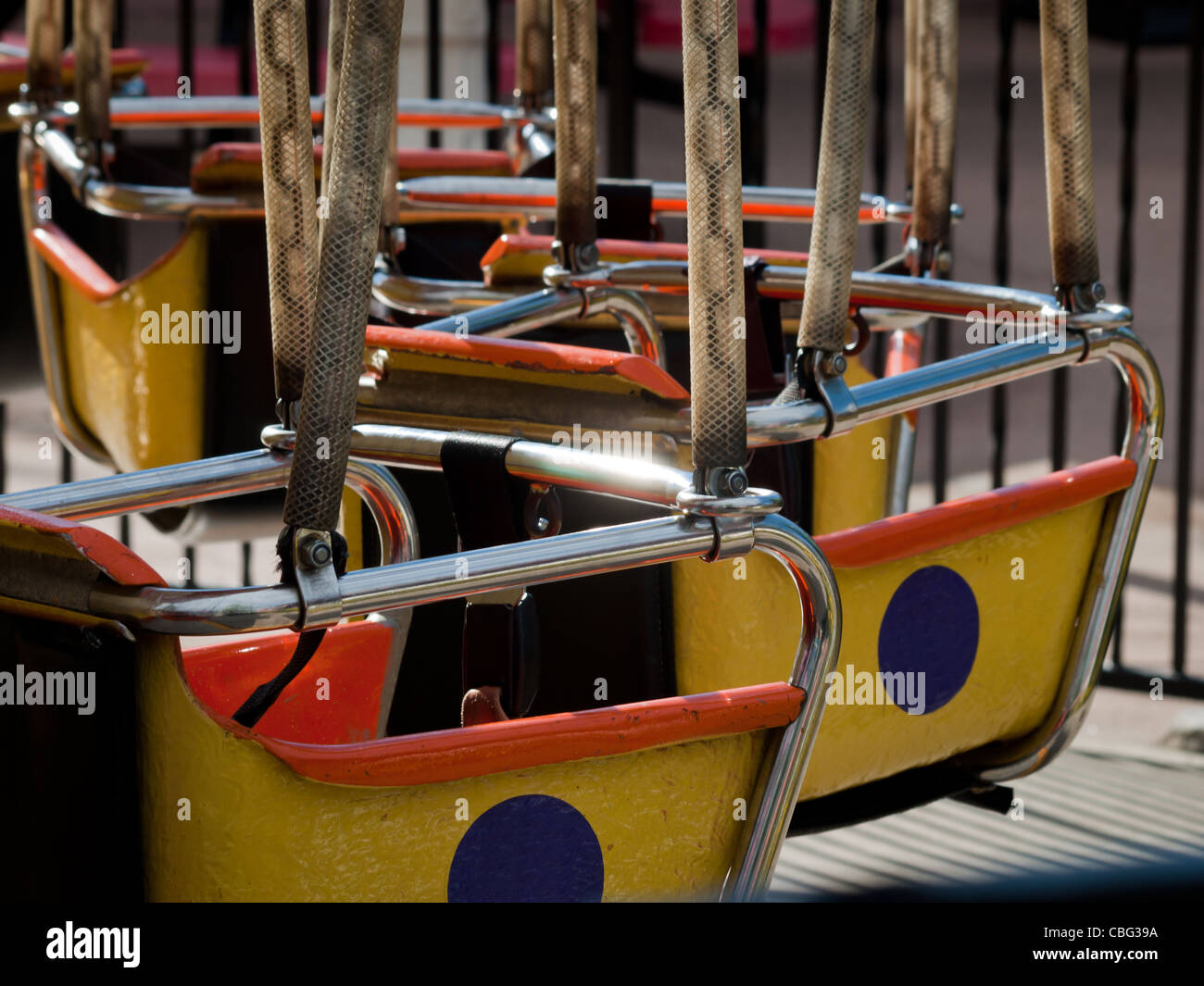 Empty carousel seats at the Elitch Gardens Theme Park in Denver ...