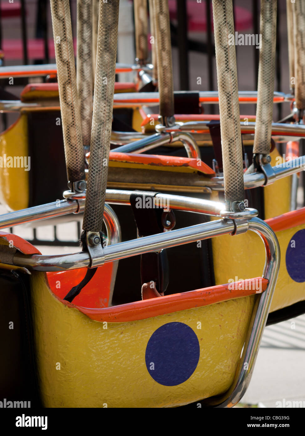 Empty carousel seats at the Elitch Gardens Theme Park in Denver ...