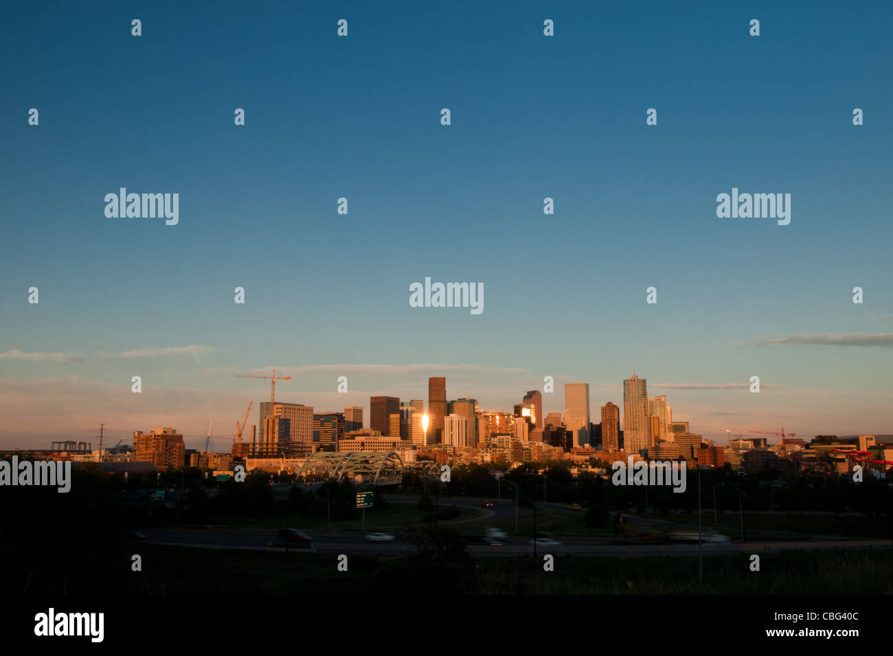 A view of Denver, Colorado downtown right before sunset Stock Photo - Alamy