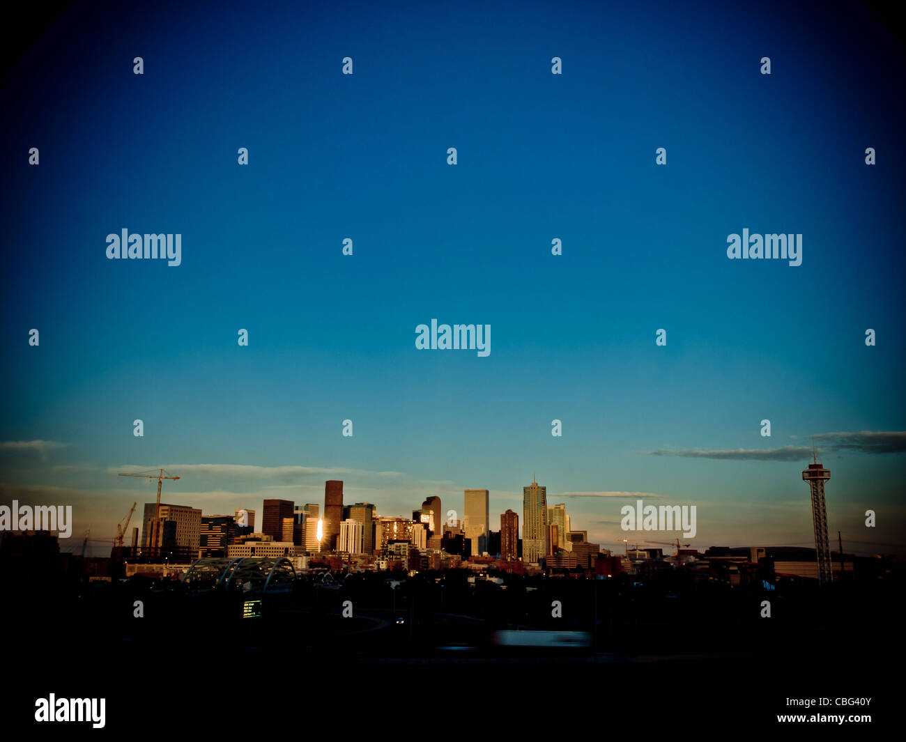 A view of Denver, Colorado downtown right before sunset Stock Photo - Alamy