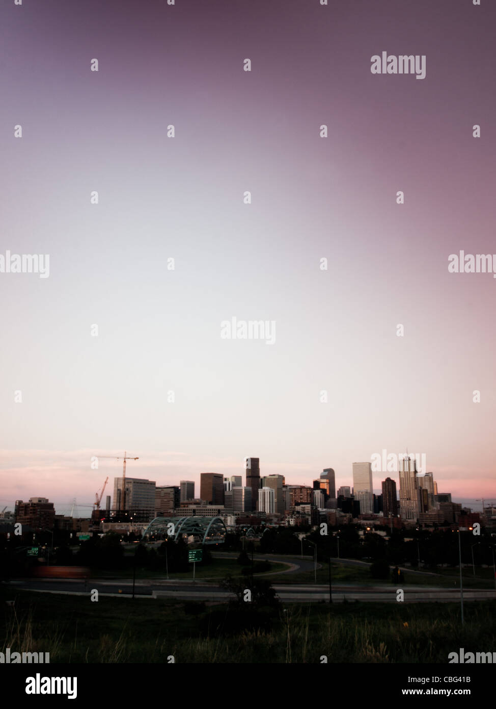 A view of Denver, Colorado downtown right before sunset Stock Photo - Alamy