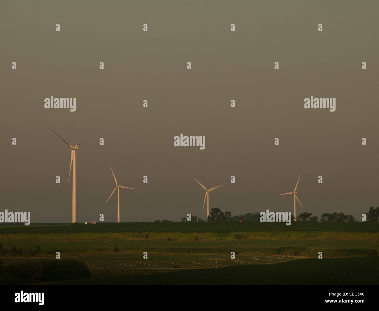 Wind turbines farm at sunrise in Iowa Stock Photo - Alamy