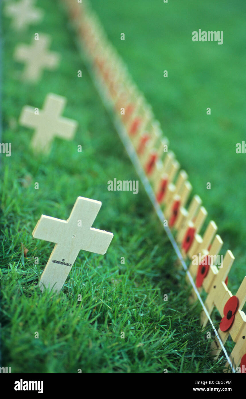 Poppies and crosses in the Field of Remembrance, Westminster Abbey ...