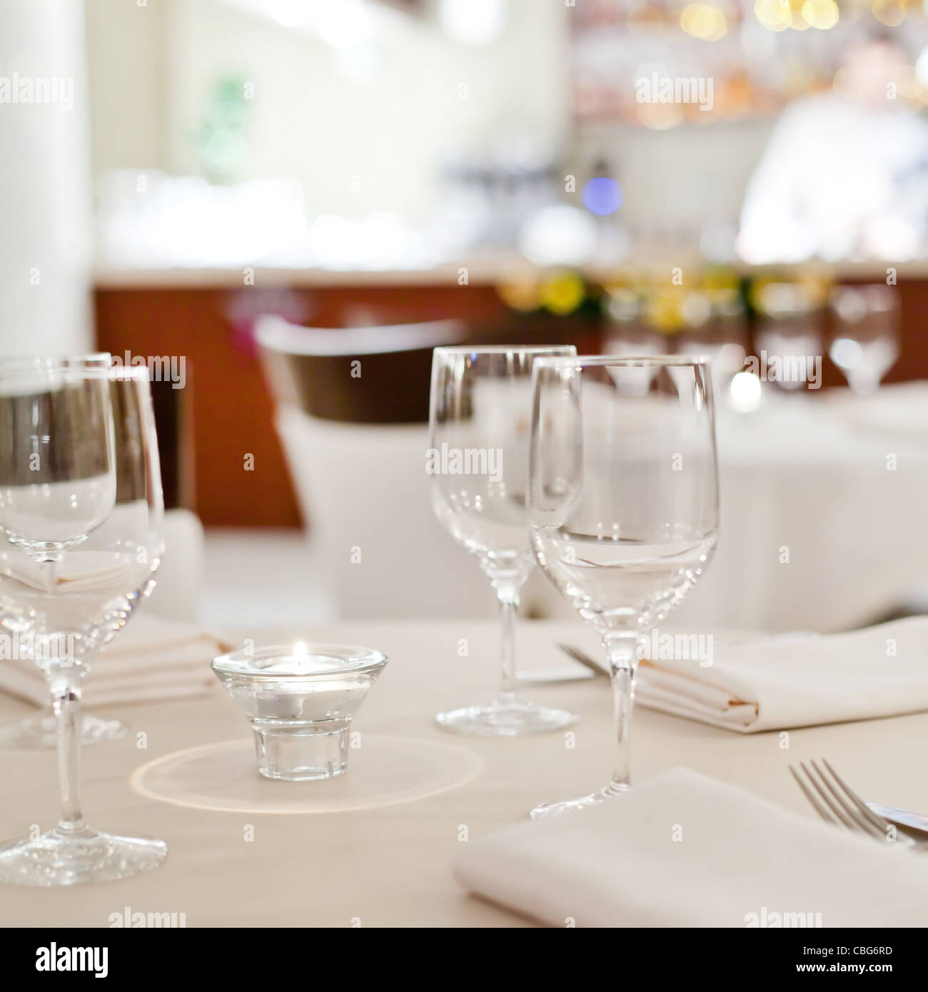 Tables set for meal Stock Photo - Alamy