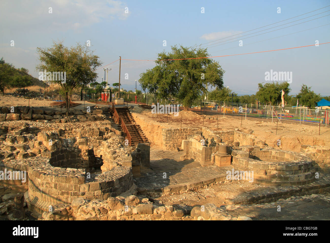 Israel, Sea of Galilee, ruins of the Roman city in Tiberias, the city ...