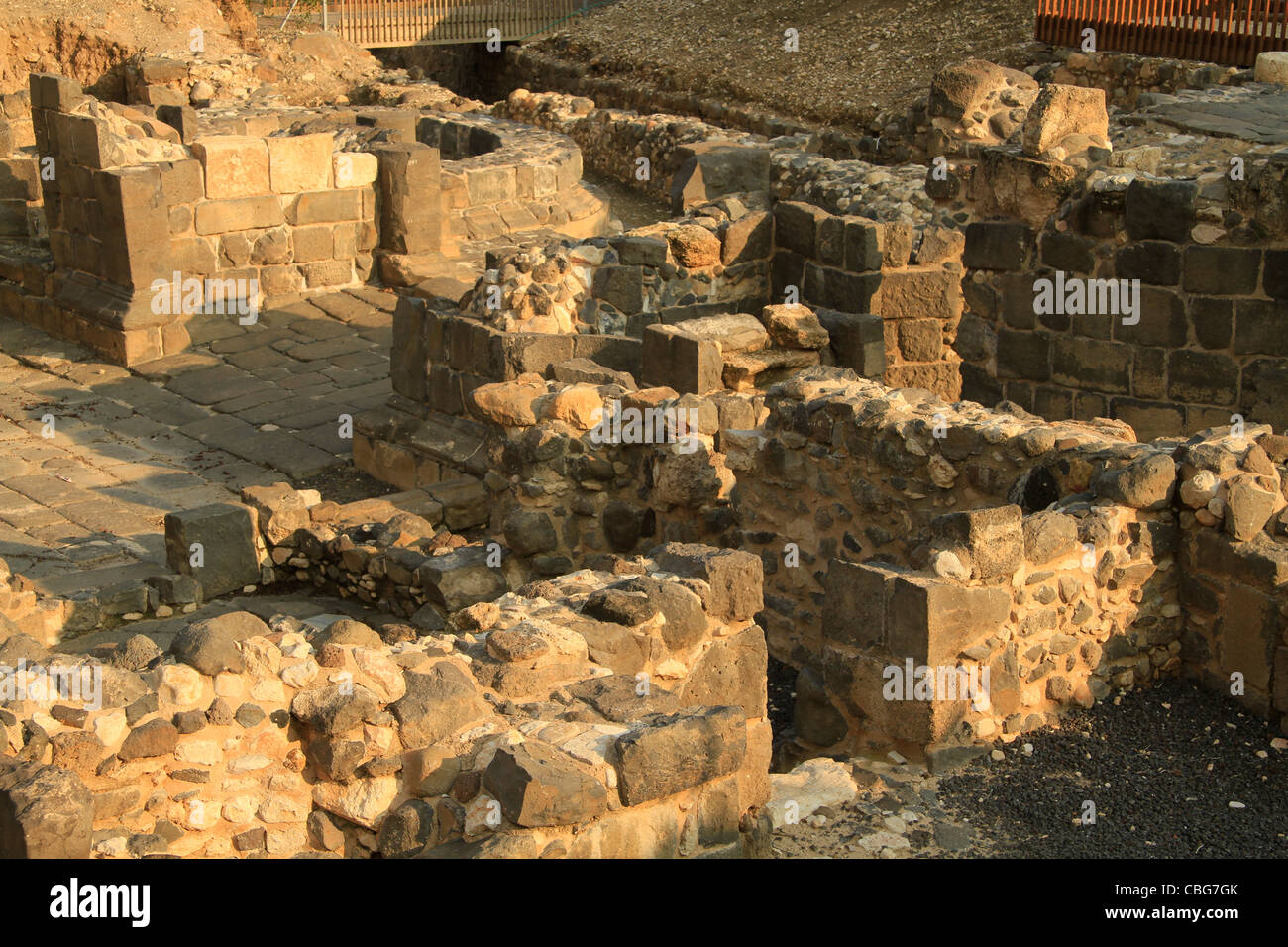 Israel, Sea of Galilee, ruins of the Roman city in Tiberias, the city ...