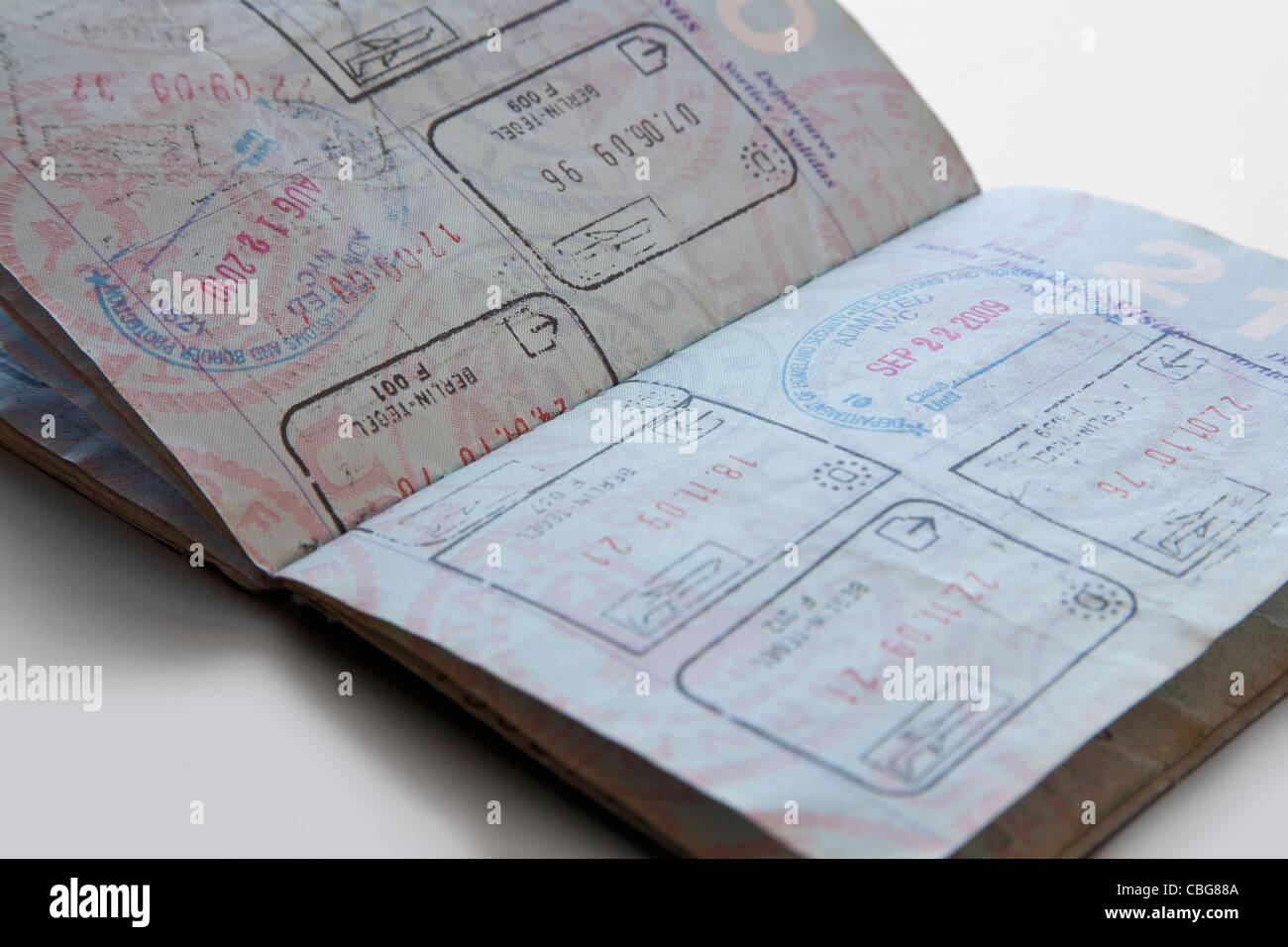 A United States passport with various country stamps Stock Photo - Alamy