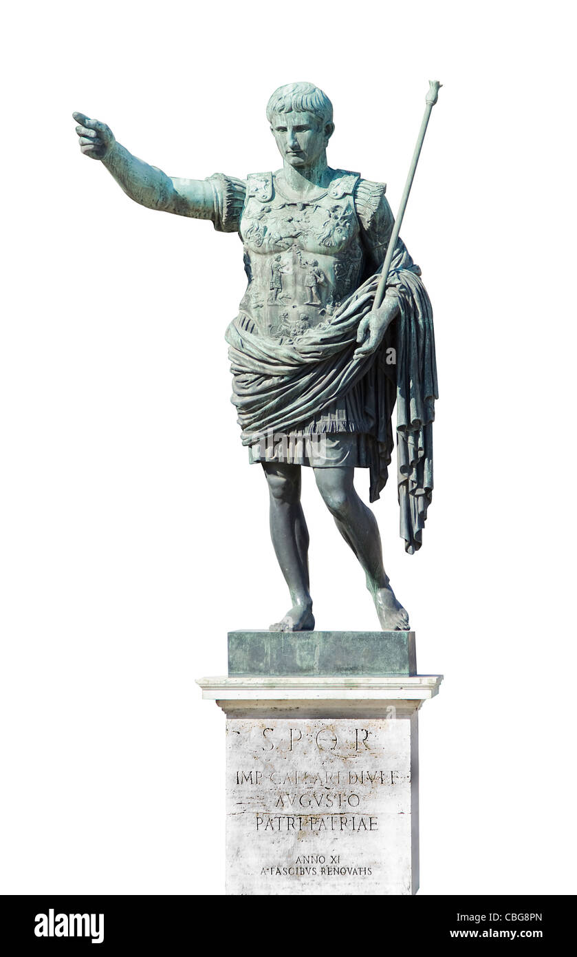 augustus roman empire emperor statue isolated on white Stock Photo - Alamy