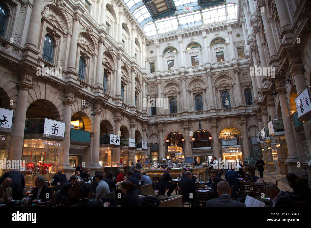 Royal Exchange Interior Grand Bar and Cafe with surrounding shops ...