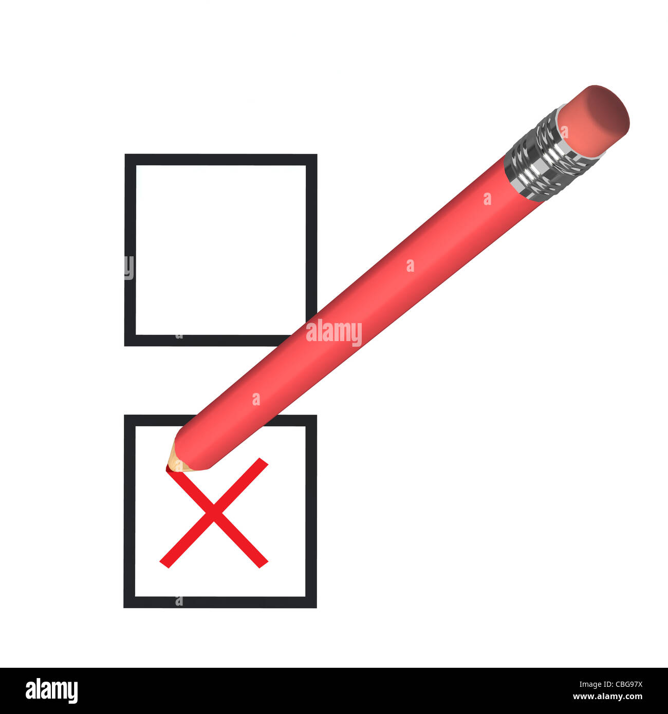 voting concept with red pencil, 3d illustration Stock Photo - Alamy