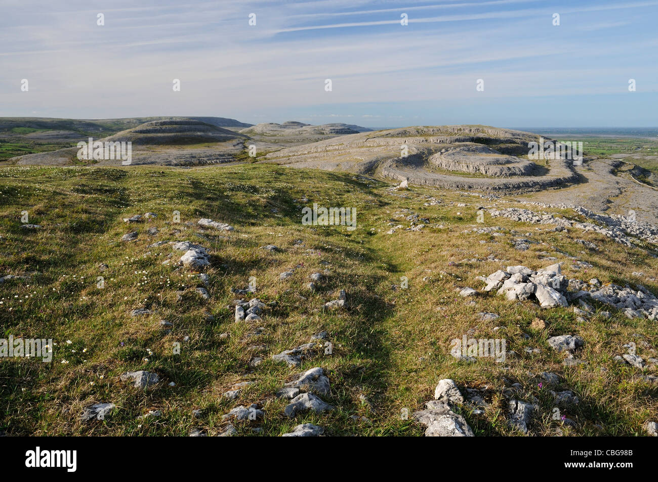 Limestone Pavement mountains viewed from the top of Mullaghmore, The ...