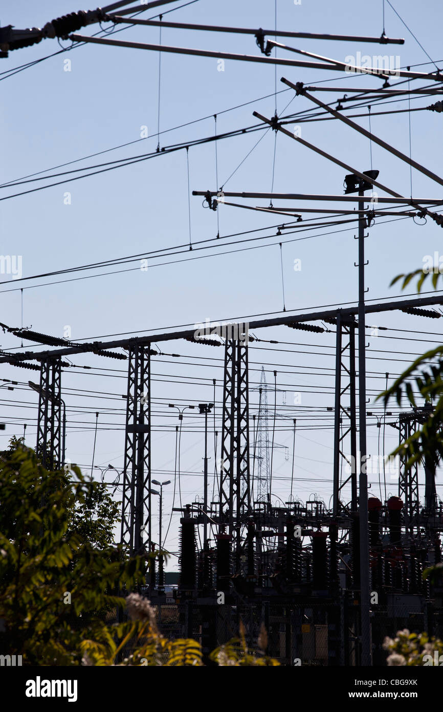Various electricity pylons Stock Photo - Alamy