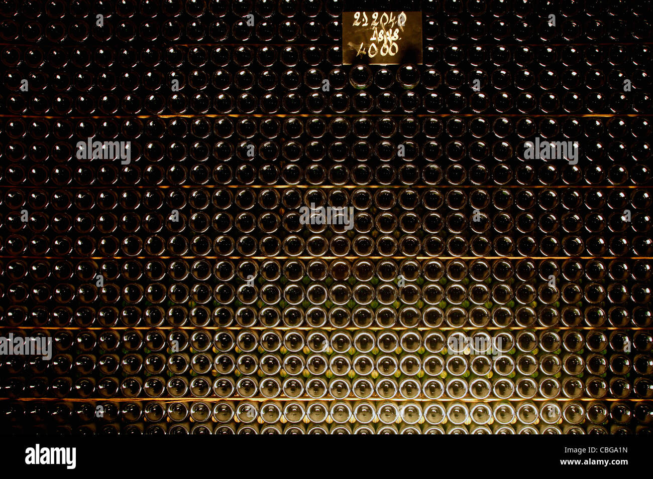 Full stack of champagne bottles Stock Photo - Alamy