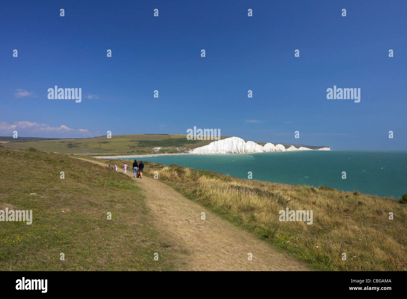 Seven Sisters white chalk cliffs, West Sussex, England, UK, United ...