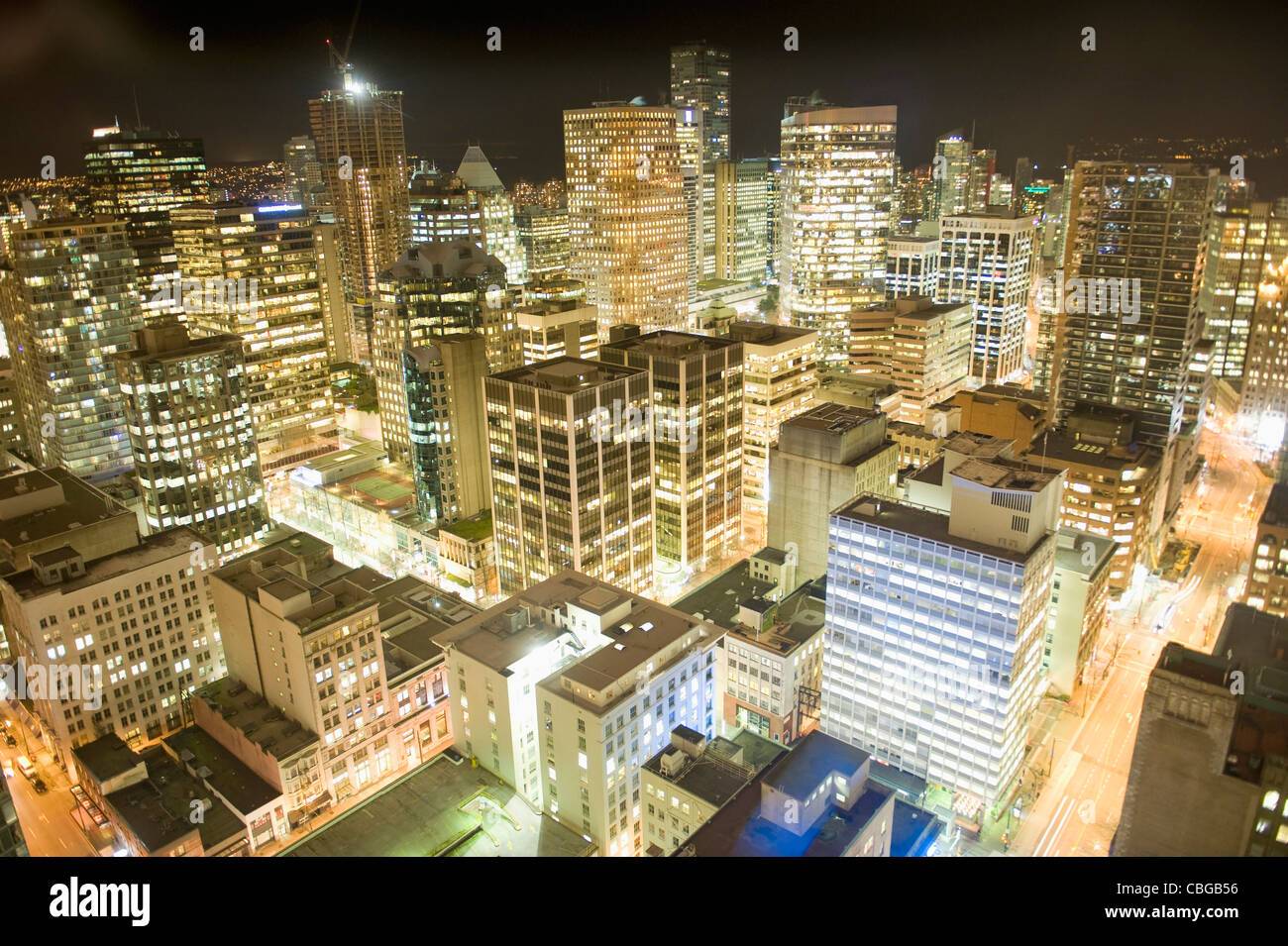 Vancouver cityscape at night Stock Photo - Alamy