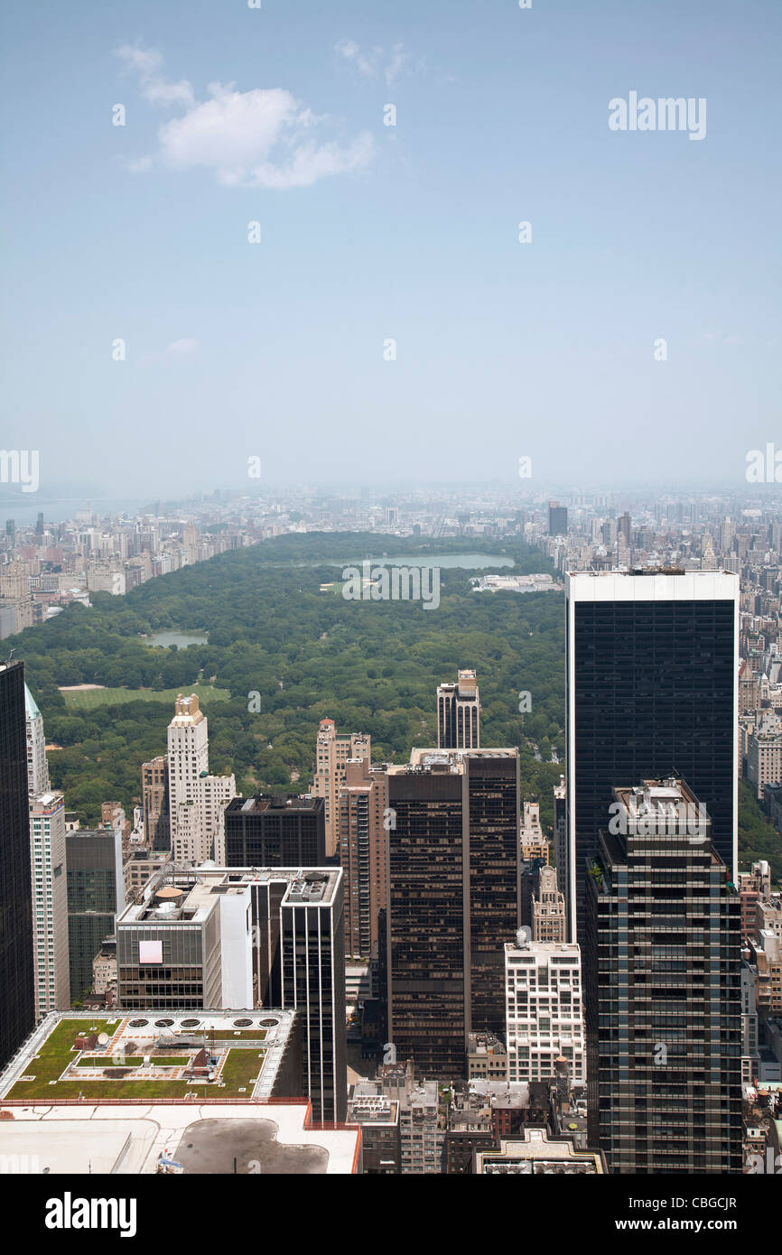 View over Manhattan skyline and Central Park, New York, USA Stock Photo ...