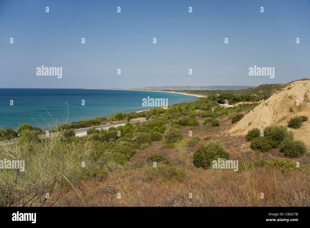 North Beach from Walkers Ridge in the Anzac area of Gallipoli, Turkey ...