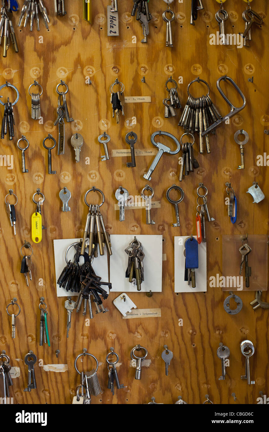 Large collection of keys hanging on hooks Stock Photo - Alamy