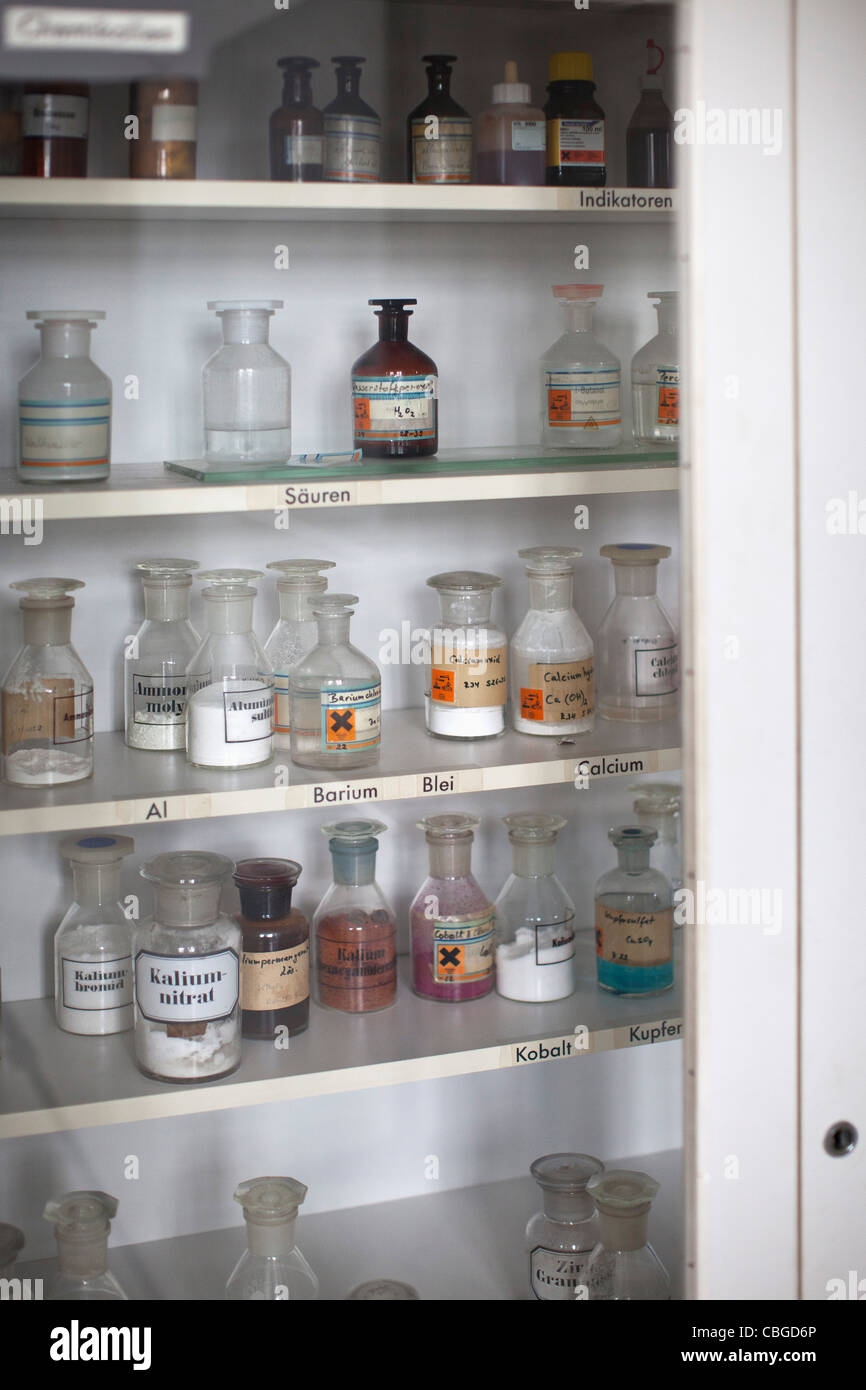 Shelves of assorted chemicals Stock Photo - Alamy