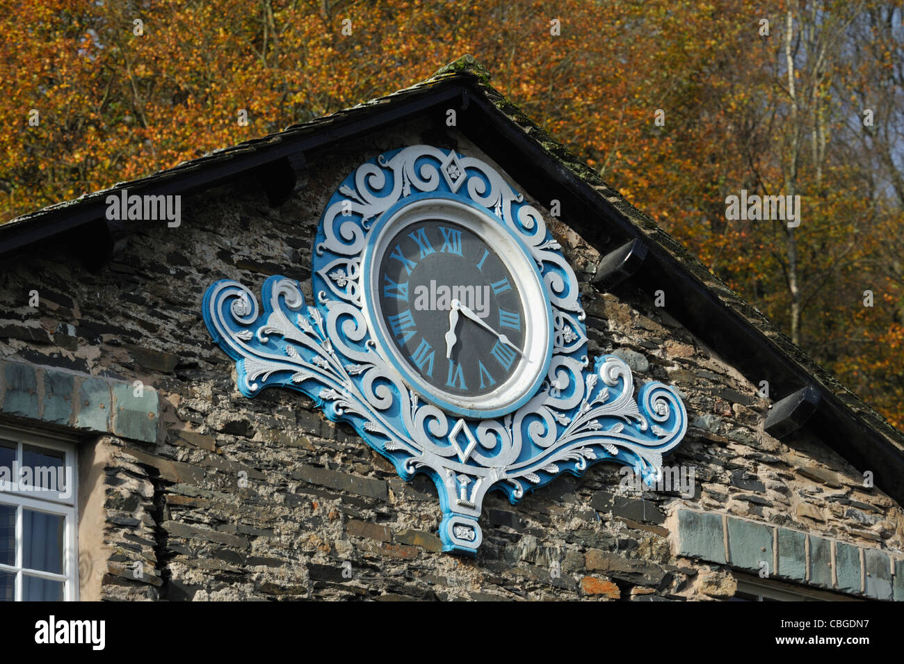 Ornamental clock on Coach House. Croft Court, Clappersgate, Ambleside ...