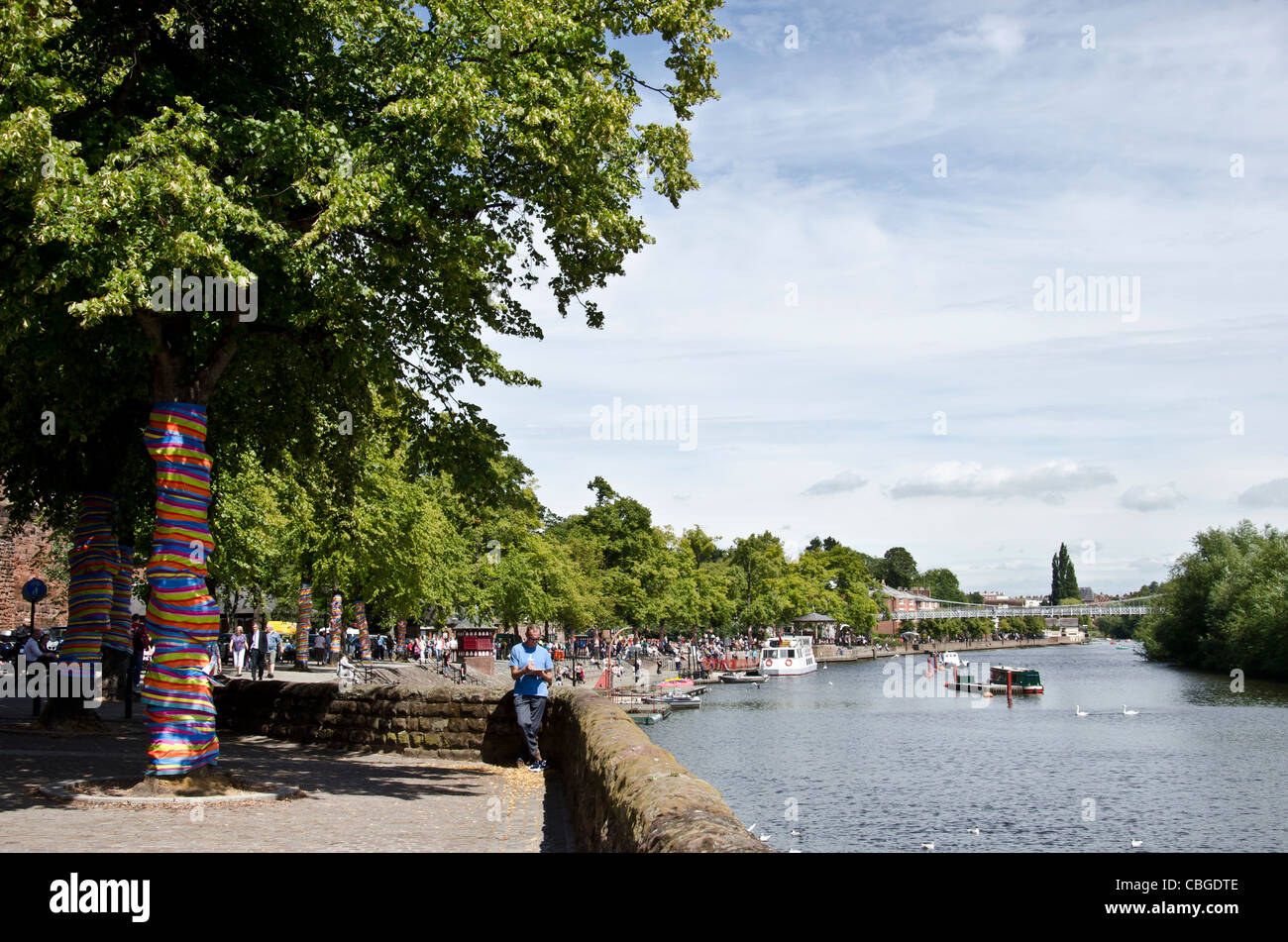 Walkway on the banks of the River Dee in Chester, England Stock Photo ...