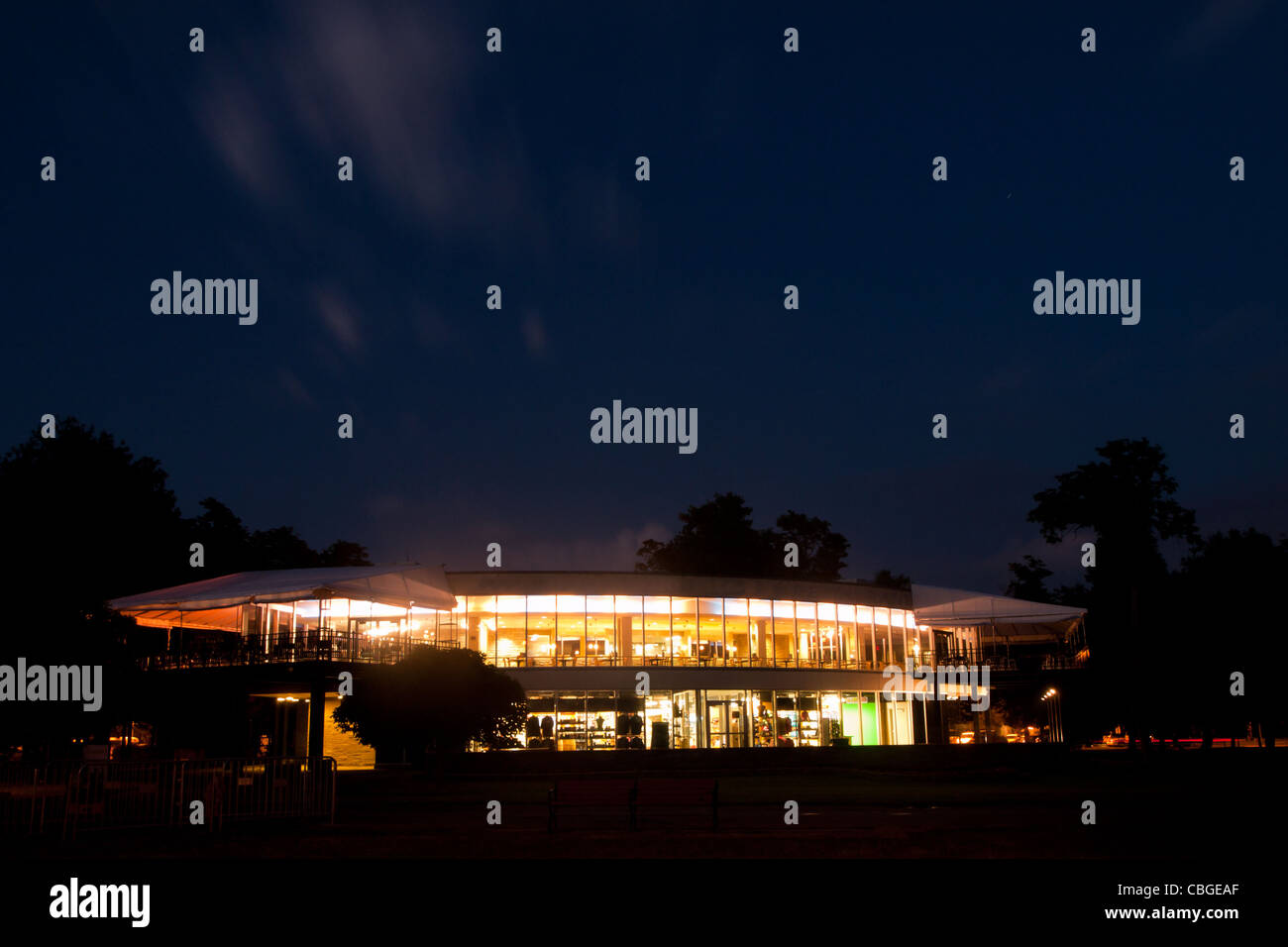 Restaurant building at night near Niagara Falls, US side Stock Photo ...