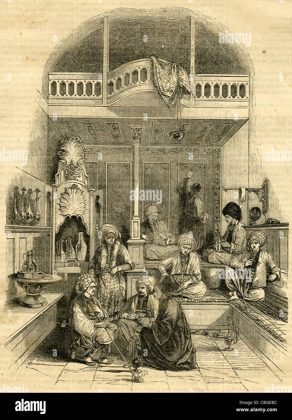 1854 engraving, "Interior of a Turkish Coffee House Stock Photo - Alamy