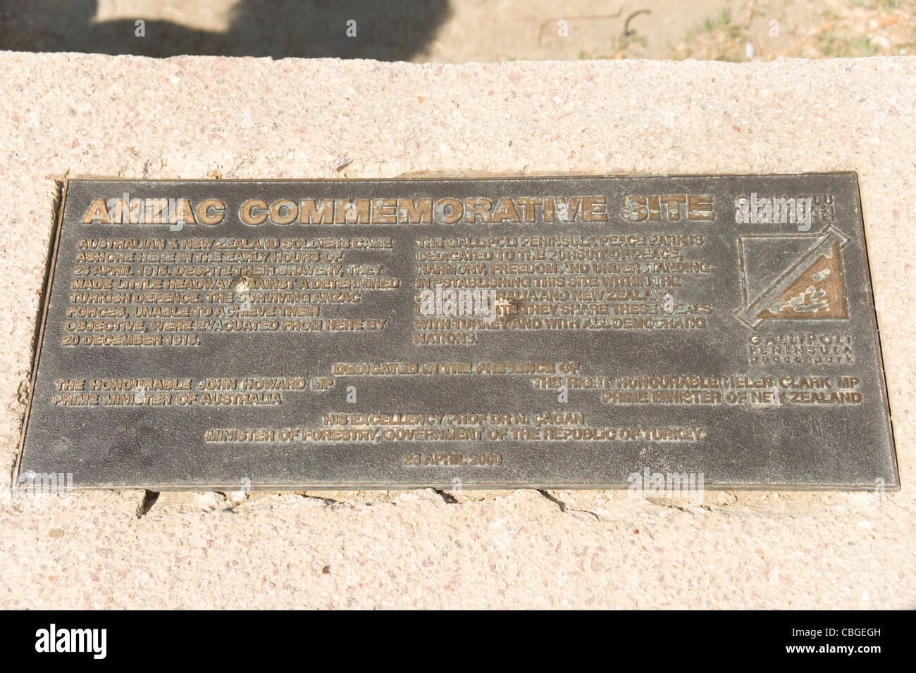 Anzac cove commemorative sign in the Anzac area of Gallipoli, Turkey ...