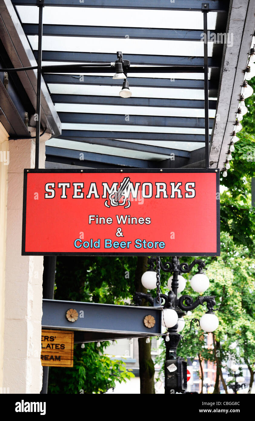 The Steamworks brewery sign in downtown Vancouver, Canada Stock Photo ...