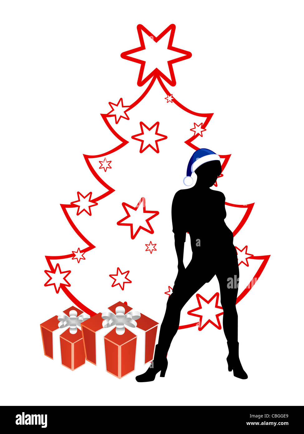 Christmas tree woman holiday Cut Out Stock Images & Pictures - Alamy