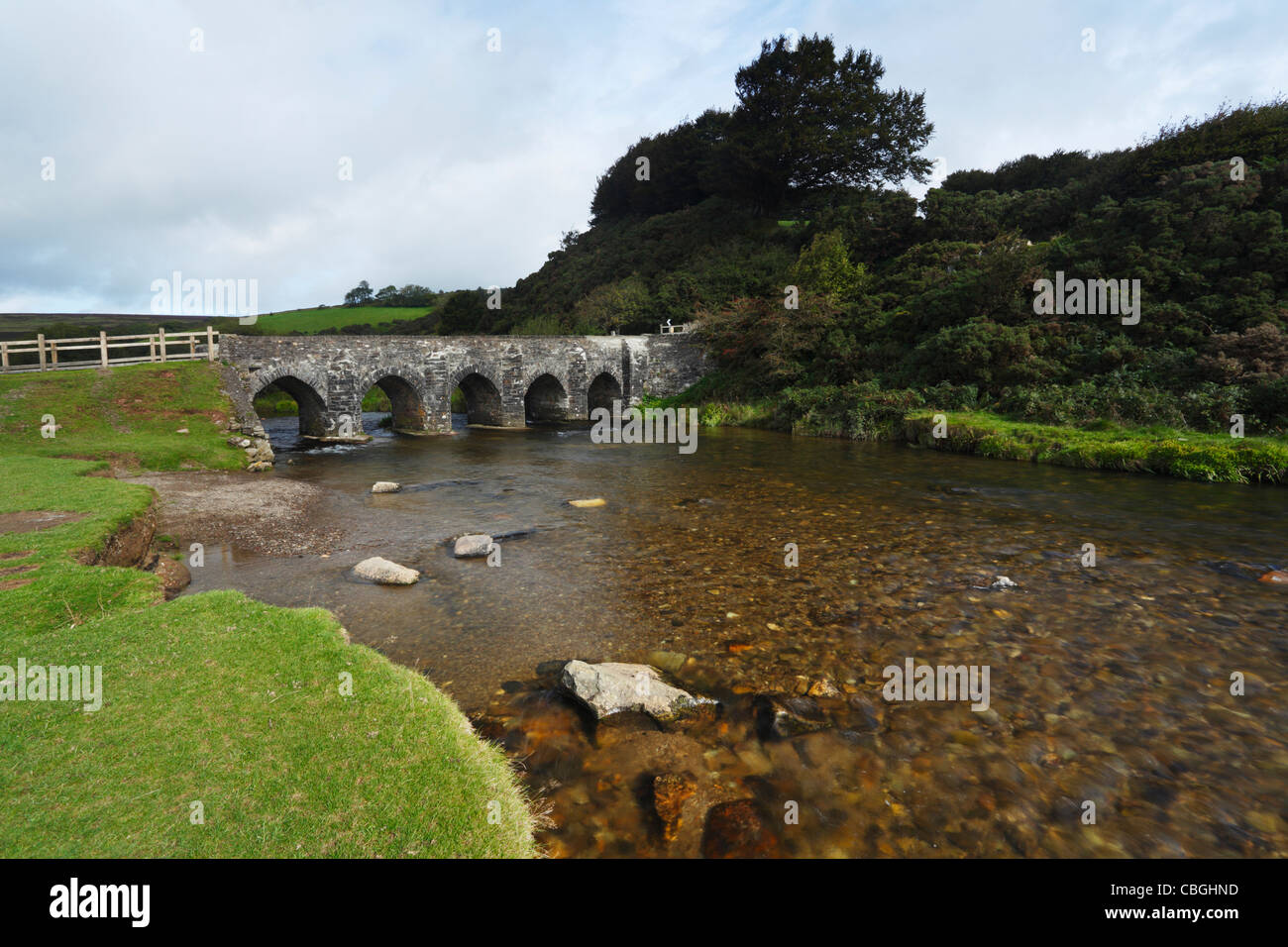 Landacre Bridge and the River Barle. Exmoor National Park. Somerset ...