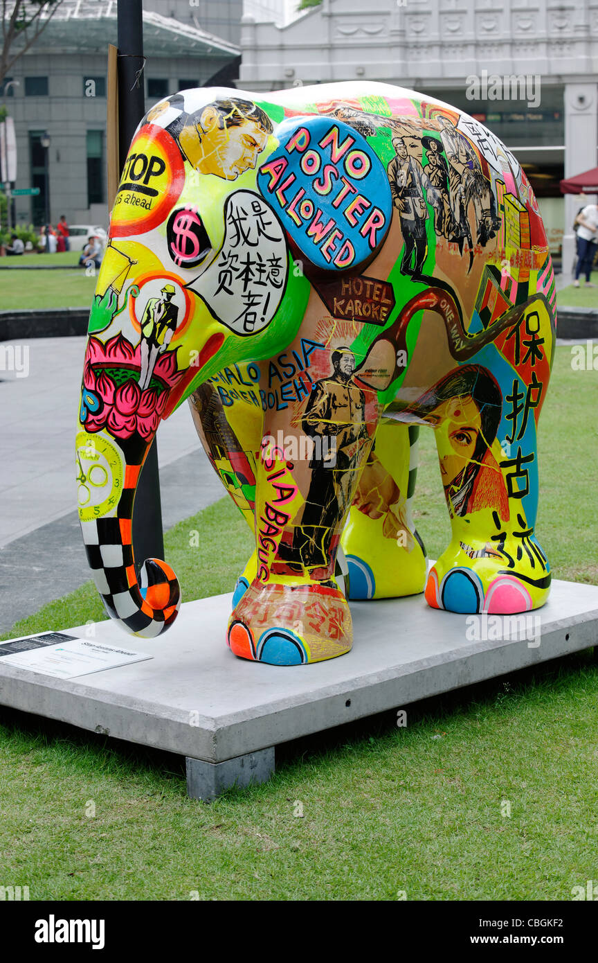 Colourful Elephant art exhibit in Singapore Stock Photo - Alamy