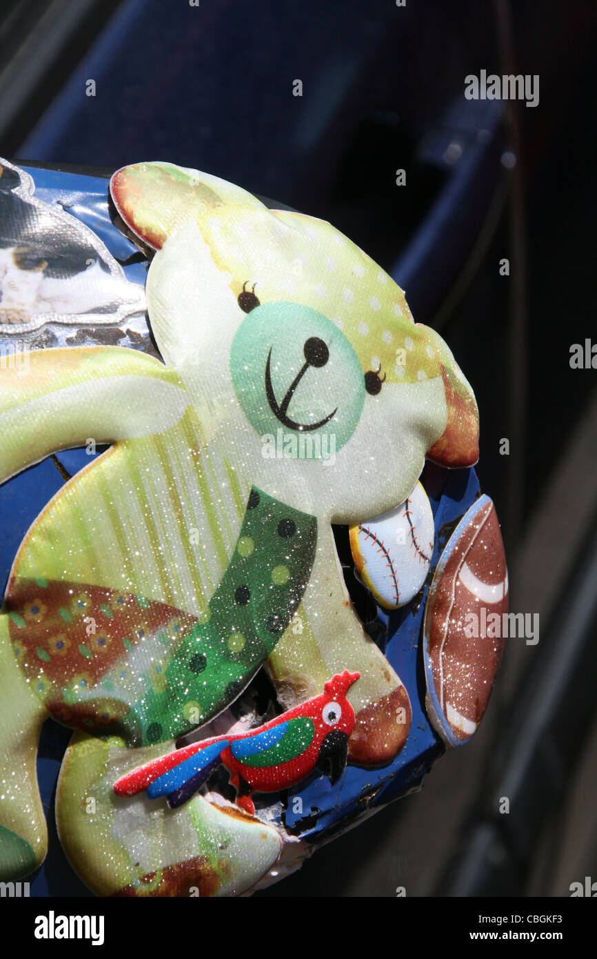 car wing mirror decorated with colourful stickers Stock Photo - Alamy