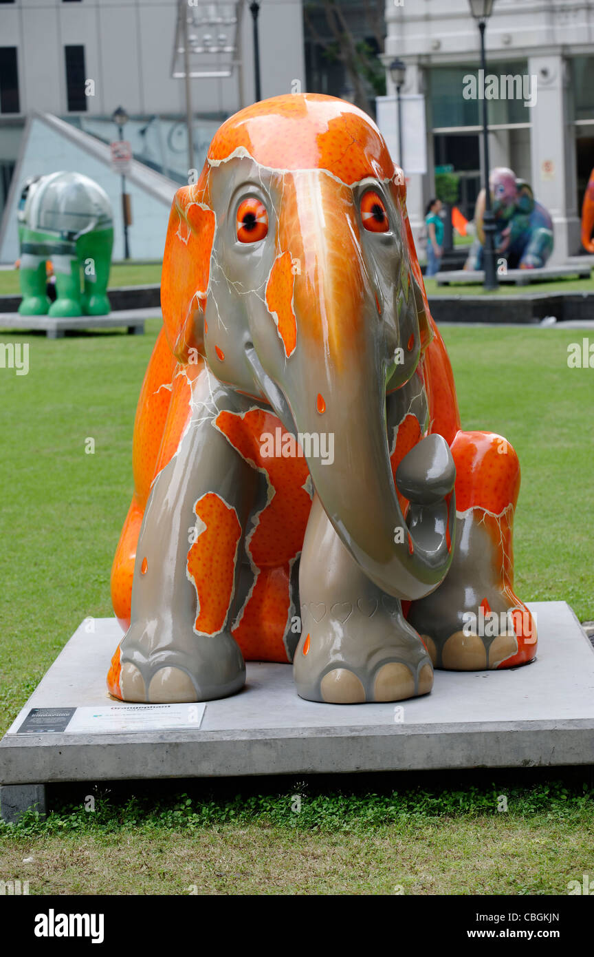 Colourful Elephant art exhibit in Singapore Stock Photo - Alamy