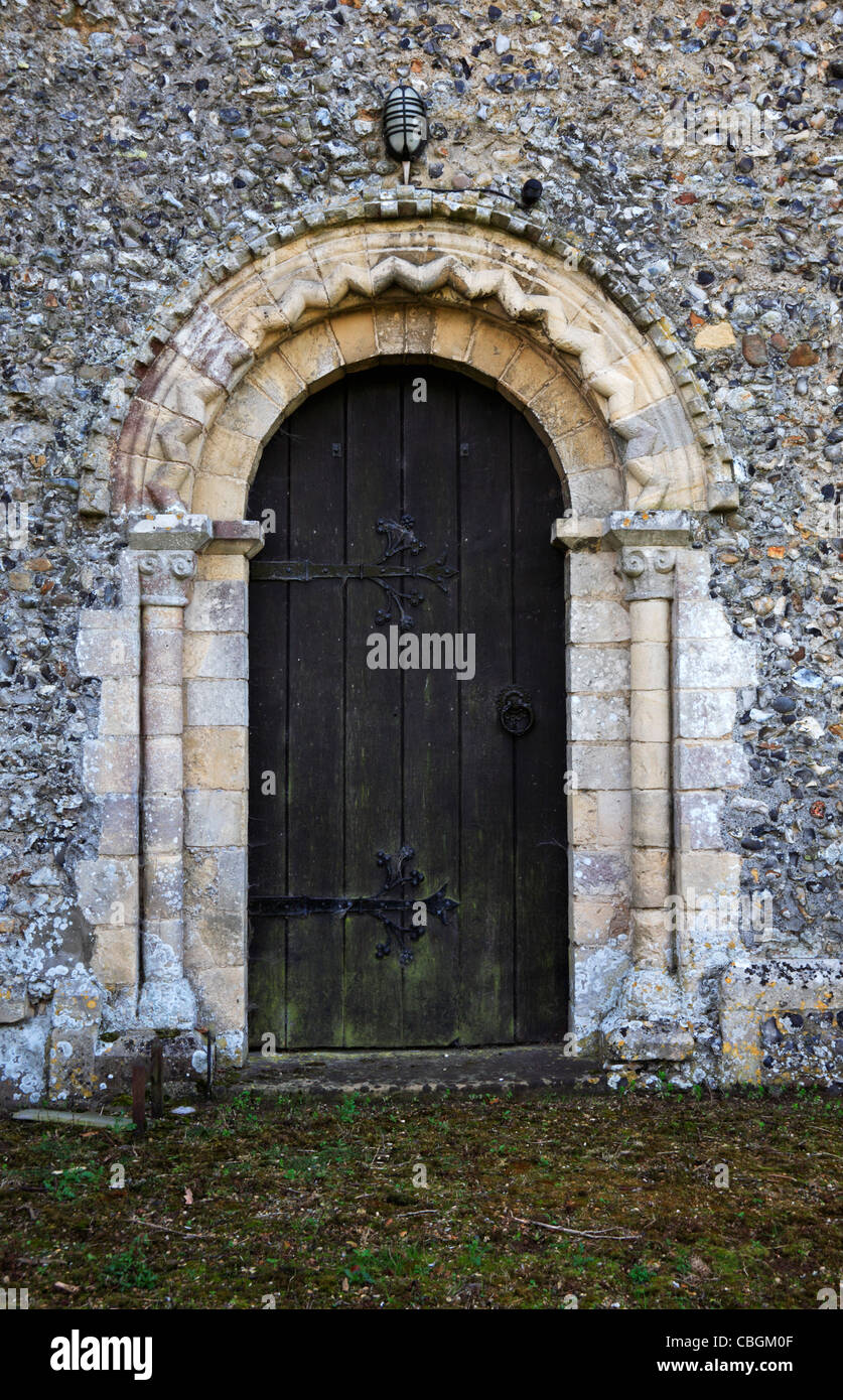 Norman doorway at the west end of the parish church of St Mary at ...