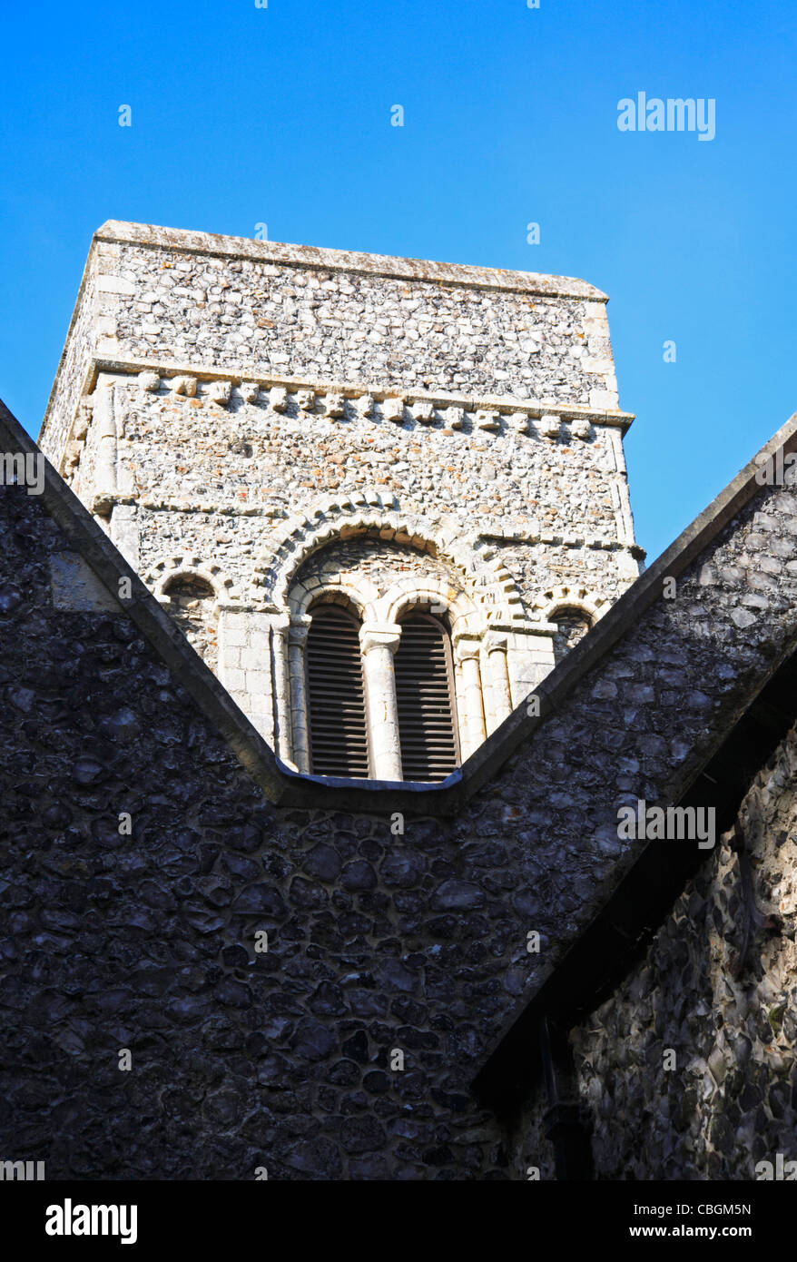 Detail of the tower of the parish church of St Mary at Gillingham ...