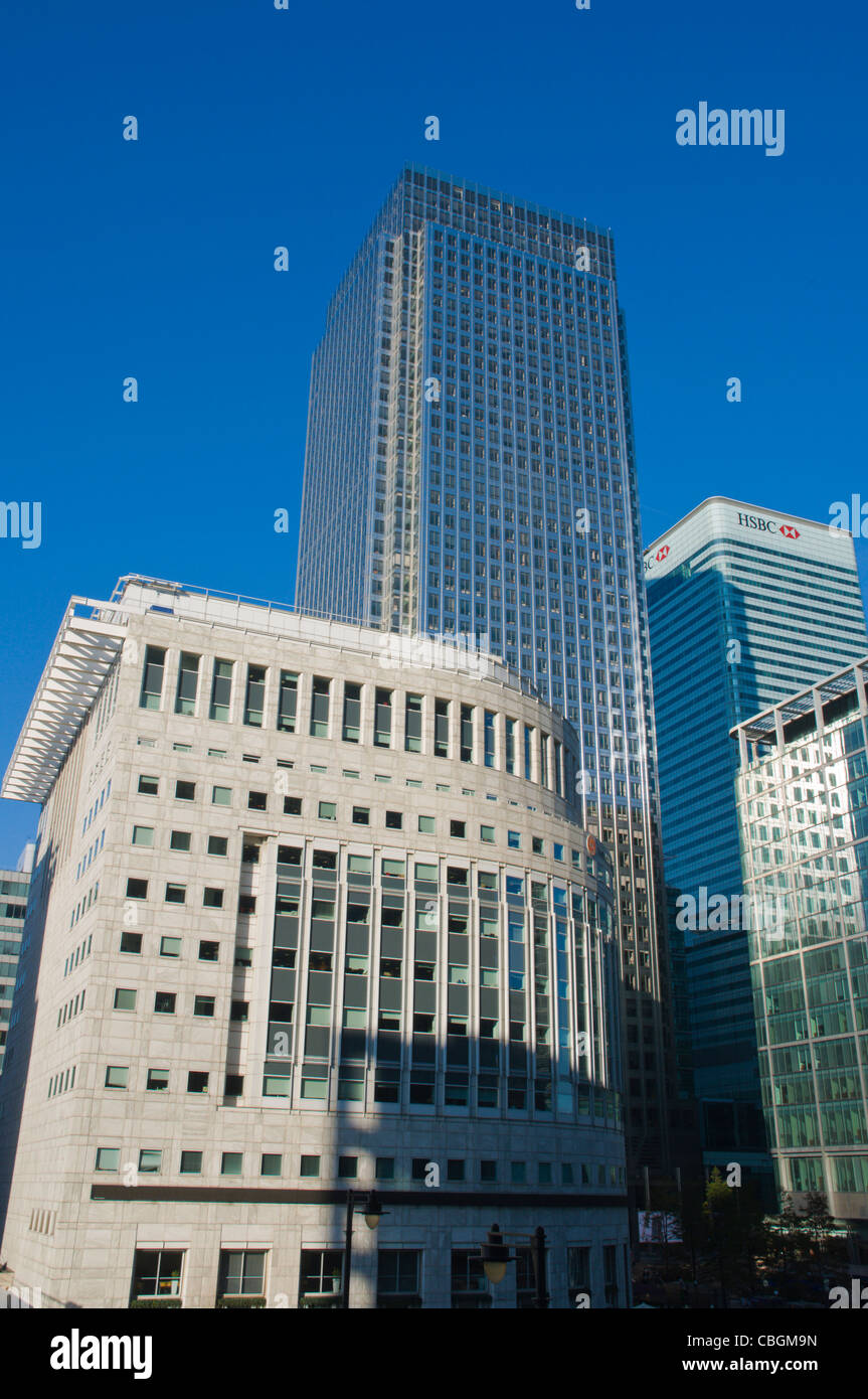 Buildings at Canada Square in Canady Wharf district London England UK ...