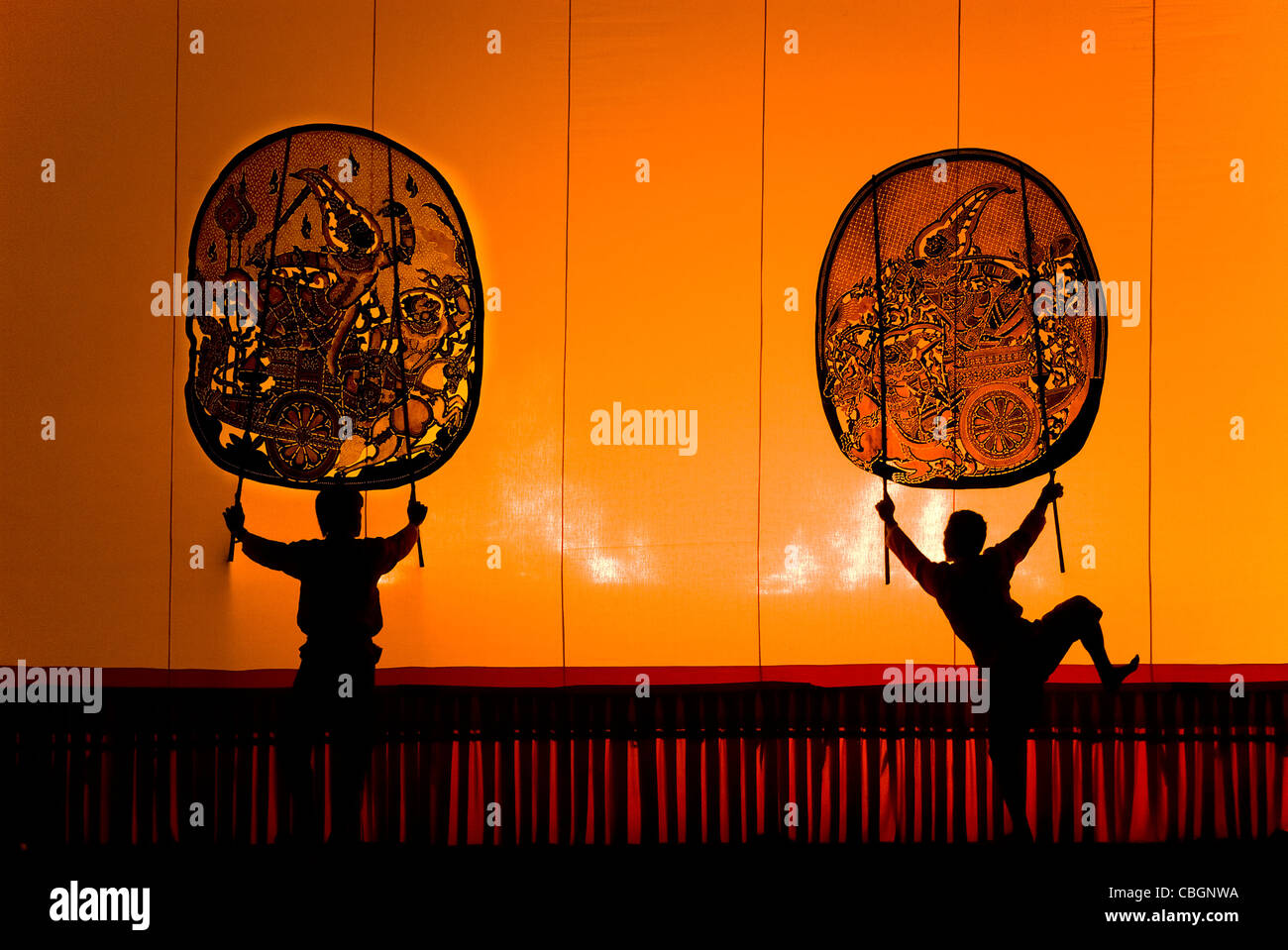 Large Shadow Play at Wat Khanon, Ratchburi Province, Thailand Stock ...