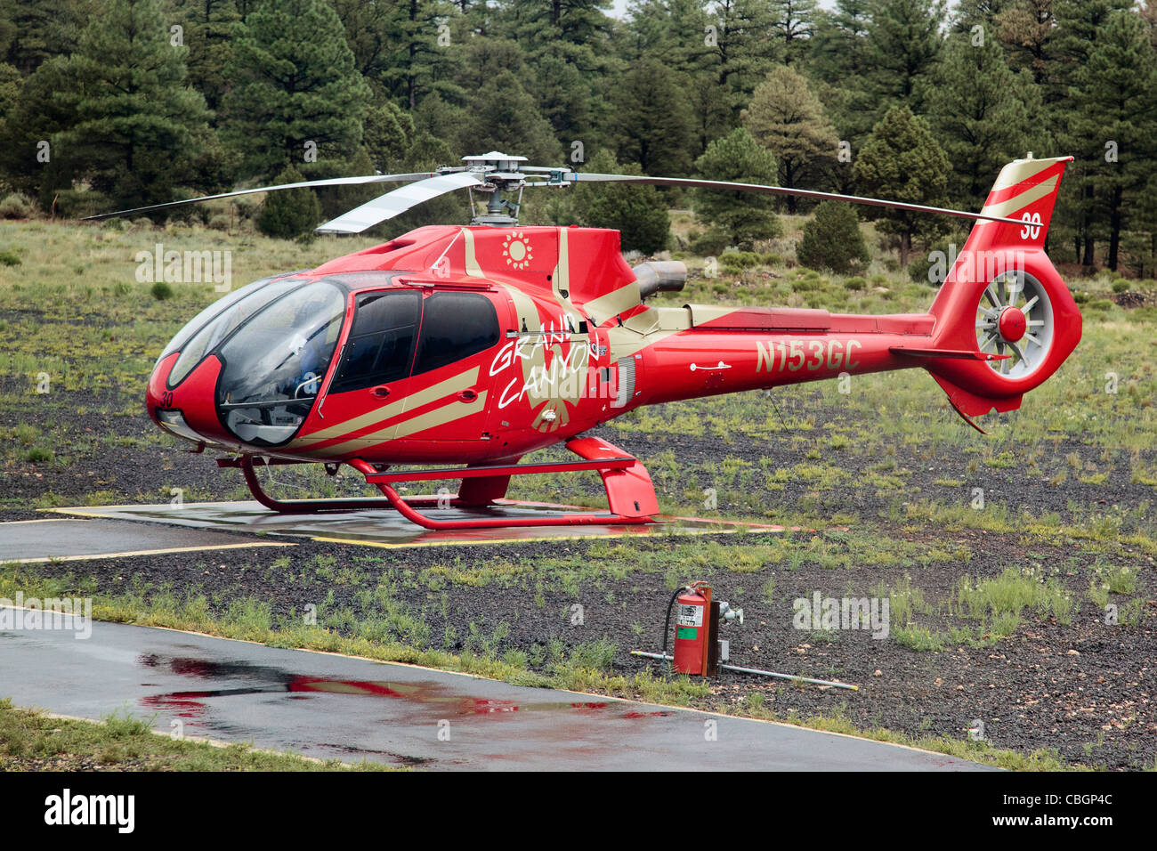Helicopter grounded at South Rim helipad Grand Canyon Stock Photo - Alamy