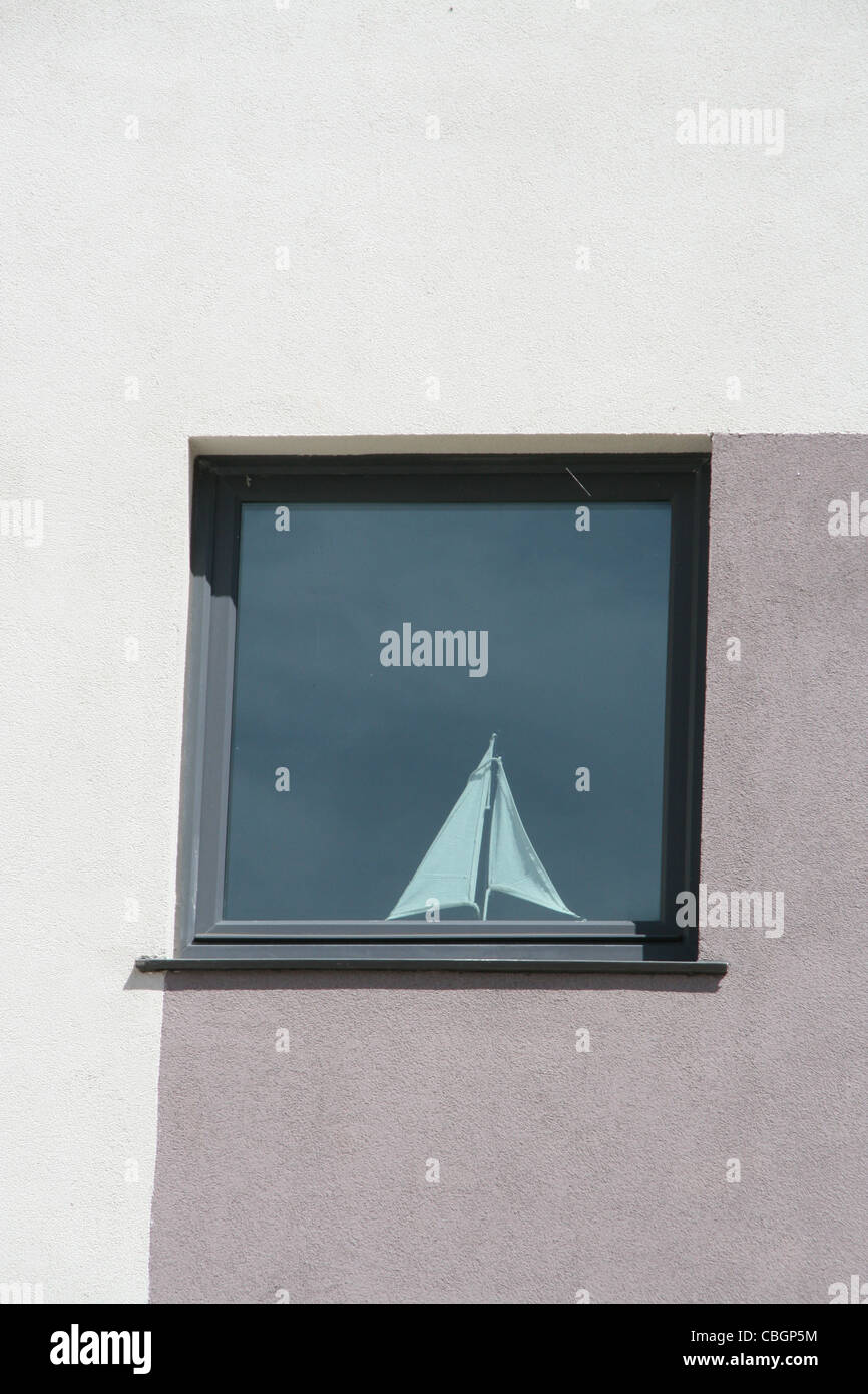 small model miniature yacht in house window Stock Photo - Alamy