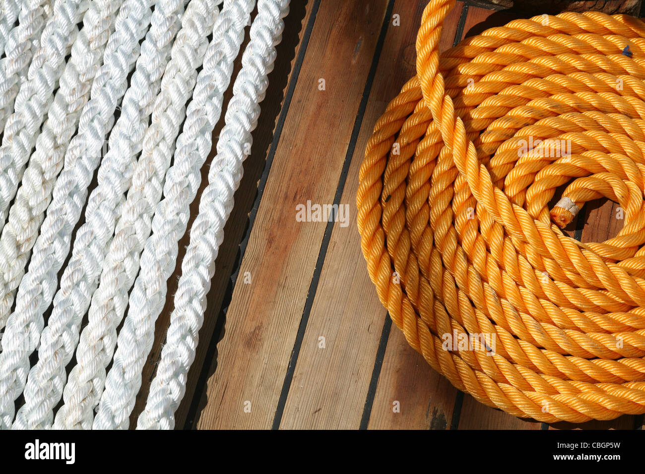 vessel equipment. Rigging. rope Stock Photo - Alamy