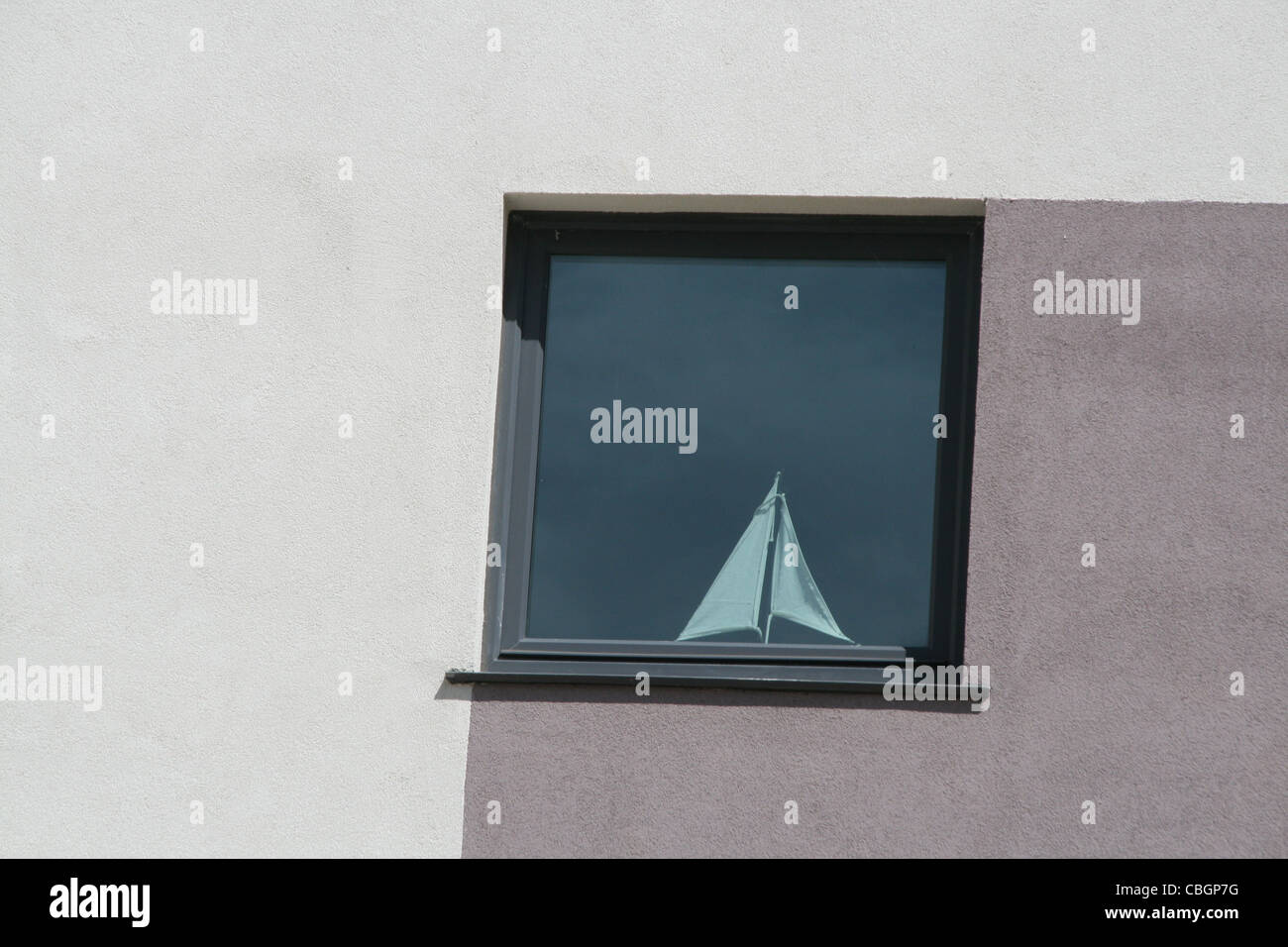 small model miniature yacht in house window Stock Photo - Alamy