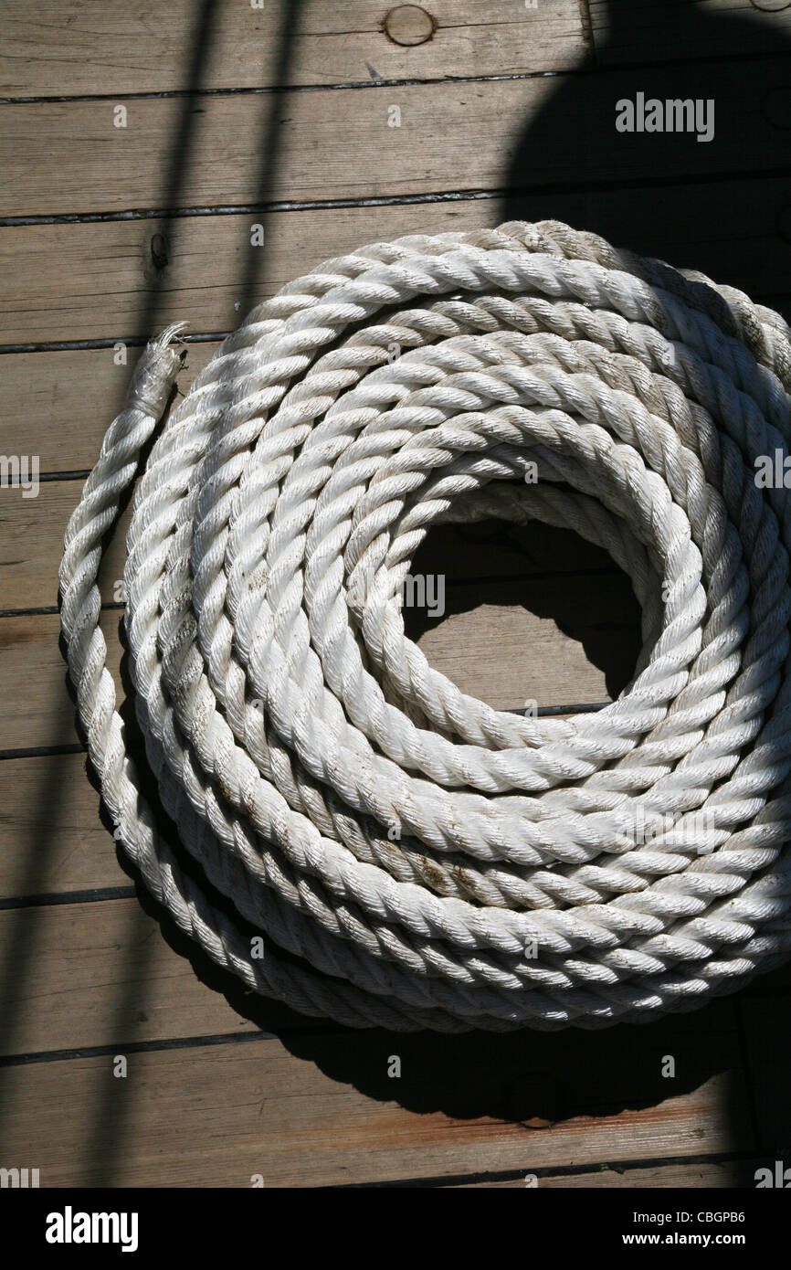 vessel equipment. Rigging. rope. Rope on a deck Stock Photo - Alamy