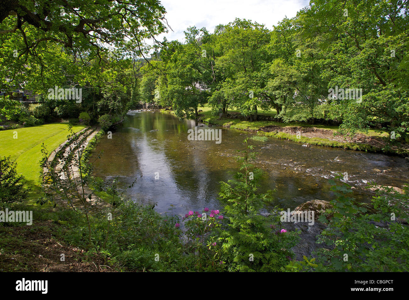 Springtime view of the Llugwy River which flows through the picturesque ...