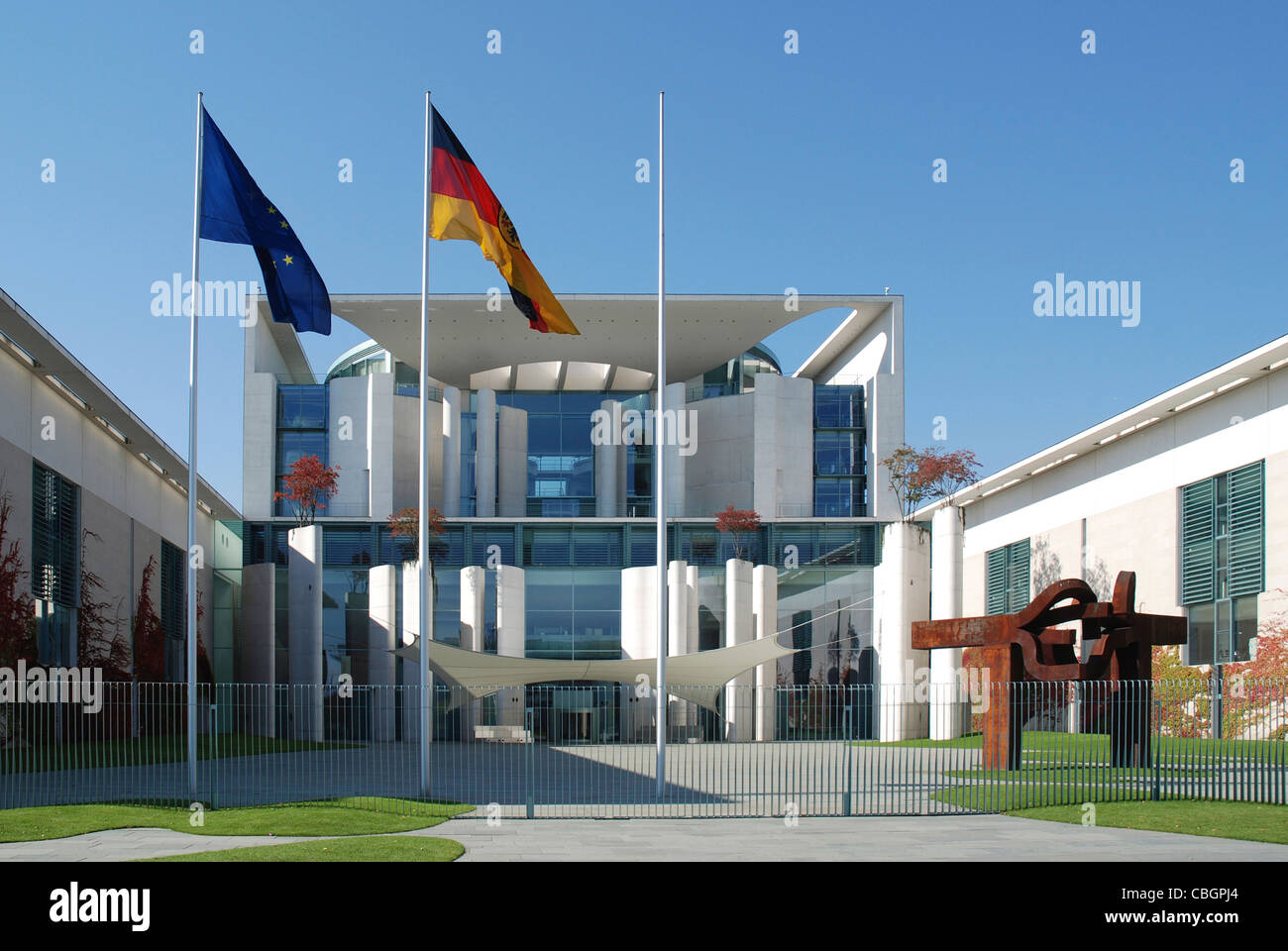 German Federal Chancellery in Berlin with the steel sculpture of the ...