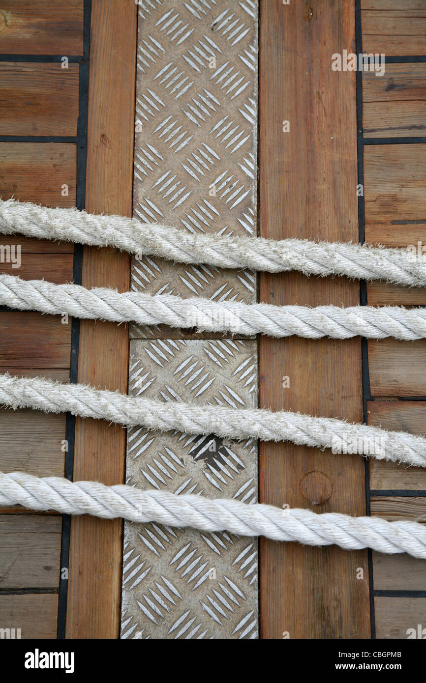 vessel equipment. Rigging. Rope on a deck Stock Photo - Alamy