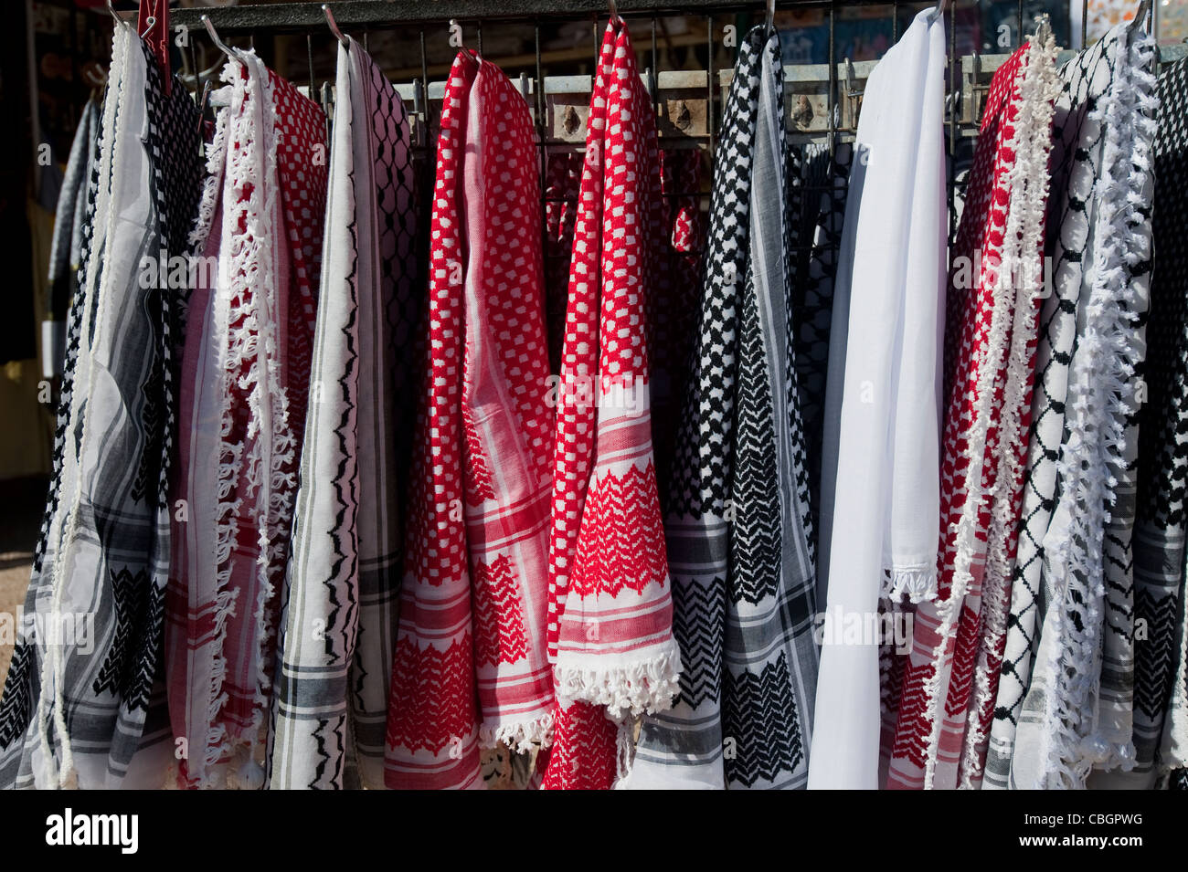 Traditional Arab head scarves on sale in Jordan Stock Photo - Alamy