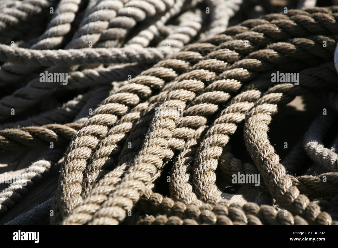vessel equipment. Rigging. rope Stock Photo - Alamy