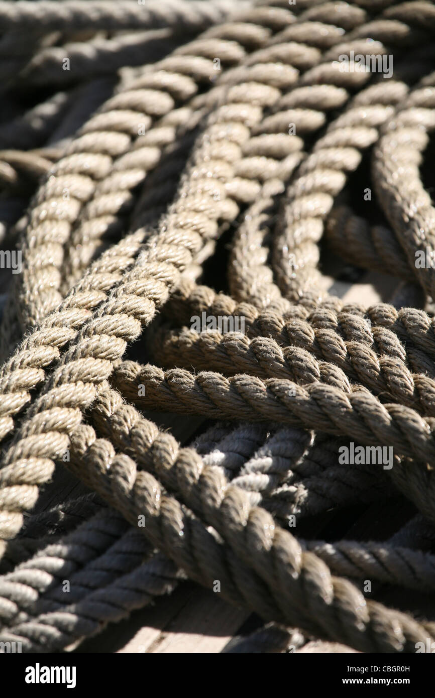 vessel equipment. Rigging. rope Stock Photo - Alamy